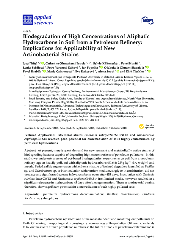 (PDF) Biodegradation of High Concentrations of Aliphatic Hydrocarbons in Soil from a Petroleum ...