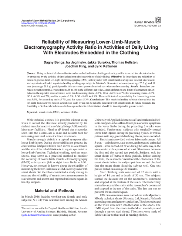 (PDF) Reliability of Measuring Lower-Limb Muscle EMG Activity Ratio in ...