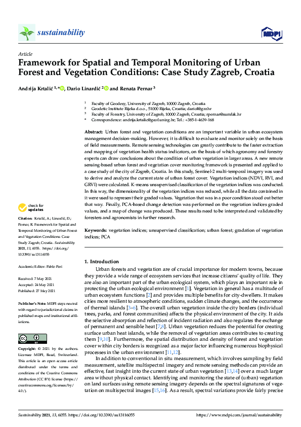 (PDF) Framework for Spatial and Temporal Monitoring of Urban Forest and Vegetation Conditions ...