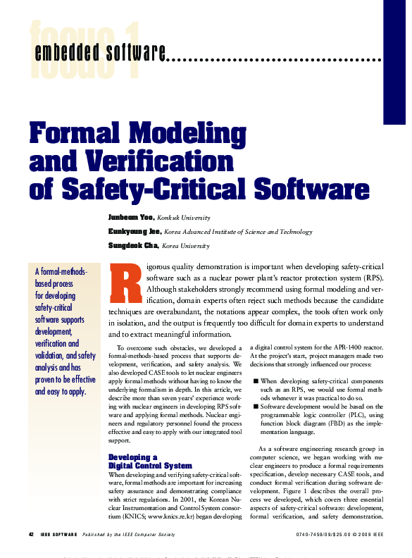 (PDF) Formal Modeling and Verification of Safety-Critical Software