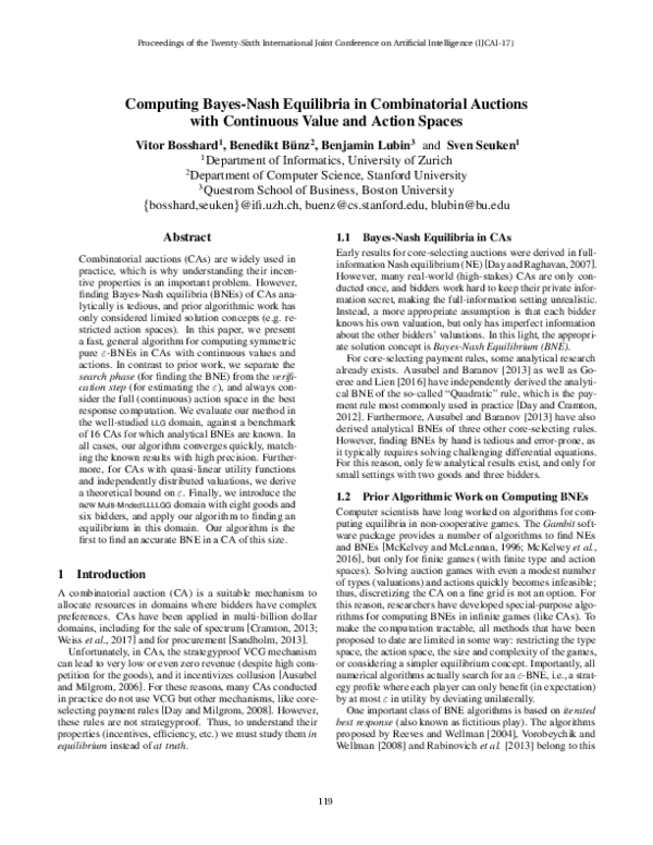 (PDF) Computing Bayes-Nash Equilibria in Combinatorial Auctions with Continuous Value and Action ...
