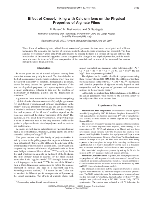 (PDF) Effect of Cross-Linking with Calcium Ions on the Physical ...