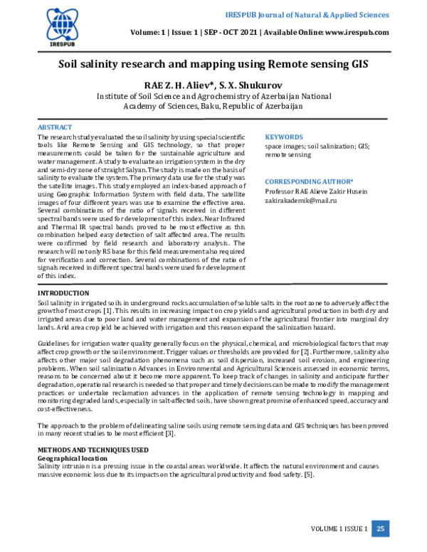 (PDF) Soil Salinity Research and Mapping using Remote Sensing GIS