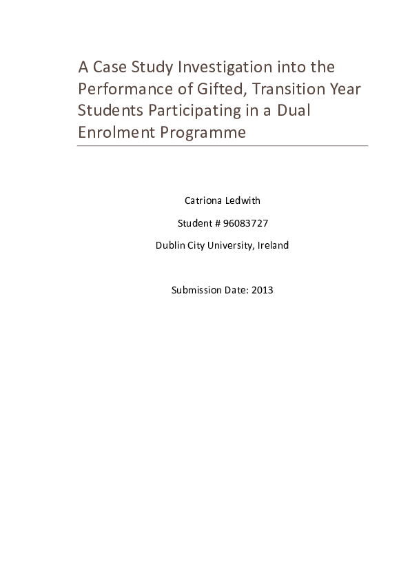 (PDF) A case study investigation into the performance of gifted ...