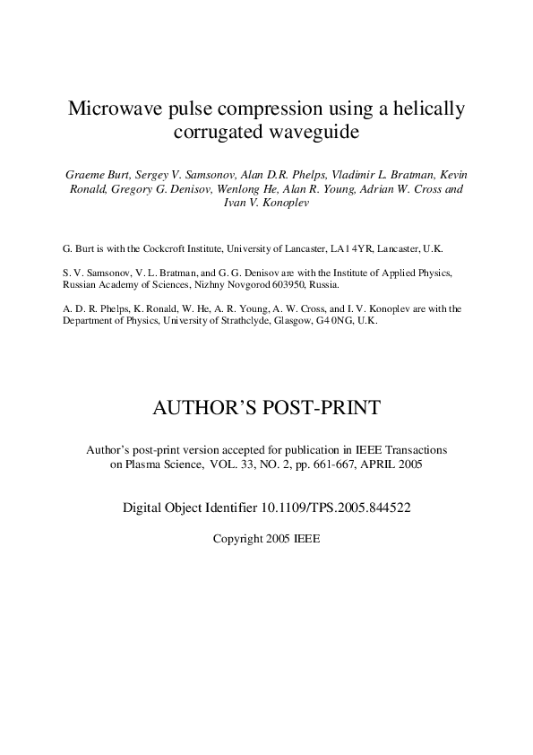 (PDF) Microwave pulse compression using a helically corrugated ...