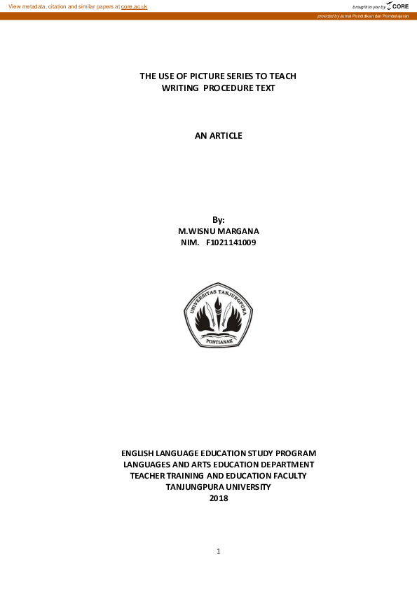 (PDF) The Use of Picture Series to Teach Writing Procedure Text
