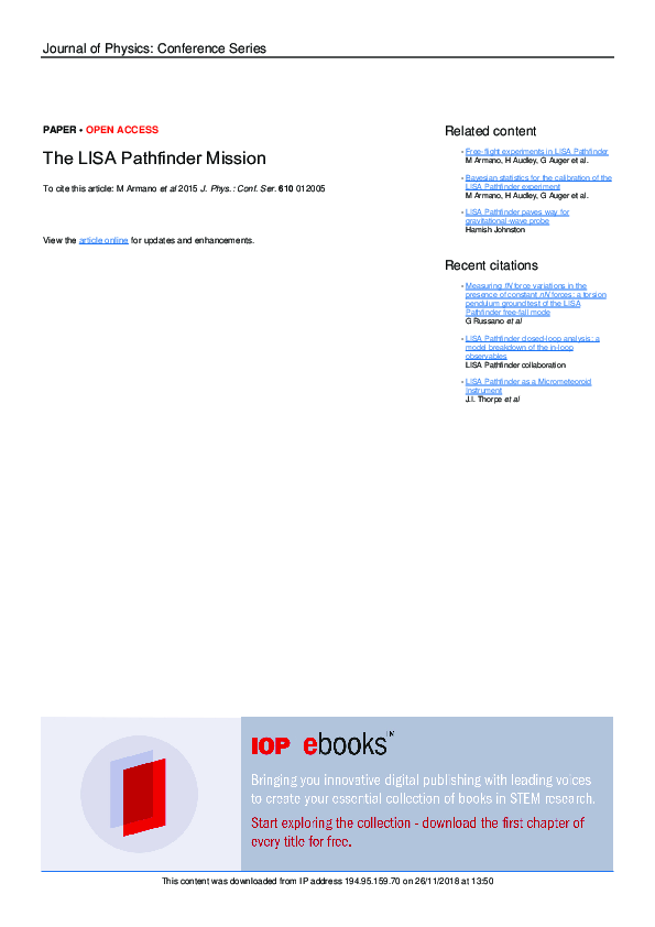 (PDF) The LISA Pathfinder mission
