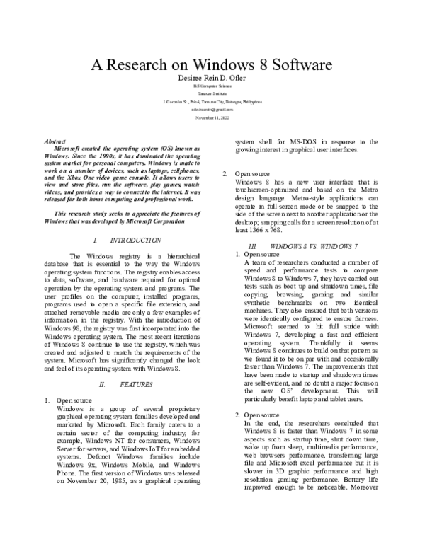 (PDF) A Research on Windows 8 Software