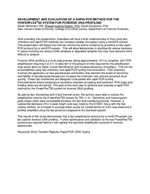 (PDF) Development and evaluation of a rapid PCR method for the ...