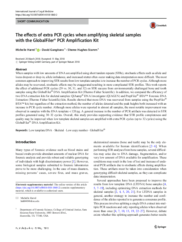 (PDF) The effects of extra PCR cycles when amplifying skeletal samples ...