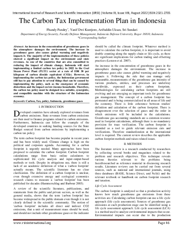(PDF) The Carbon Tax Implementation Plan in Indonesia