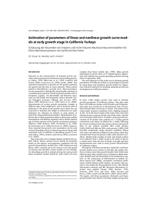 Pdf Estimation Of Parameters Of Linear And Nonlinear Growth Curve