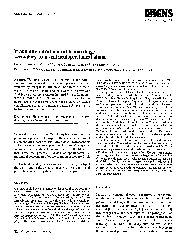 (PDF) Traumatic intratumoral hemorrhage secondary to a ...