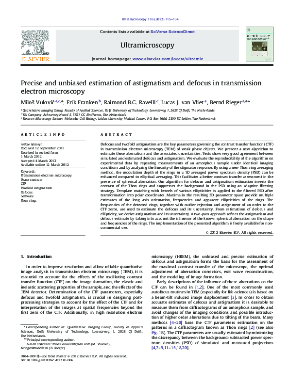 (PDF) Precise and unbiased estimation of astigmatism and defocus in ...