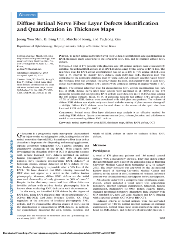 (PDF) Diffuse Retinal Nerve Fiber Layer Defects Identification and Quantification in Thickness ...