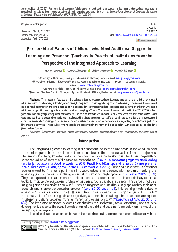 (PDF) Partnership of Parents of Children who Need Additional Support in ...