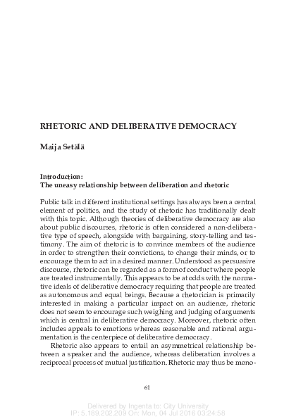 (PDF) Rhetoric and Deliberative Democracy