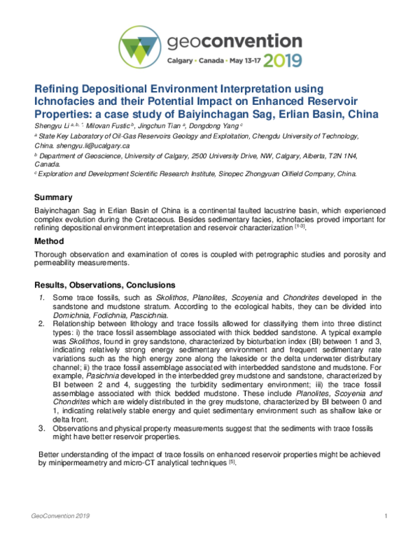 (PDF) Refining Depositional Environment Interpretation using Ichnofacies and their Potential ...