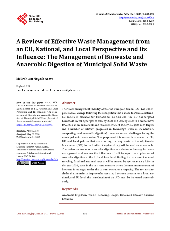 (PDF) A Review of Effective Waste Management from an EU, National, and ...