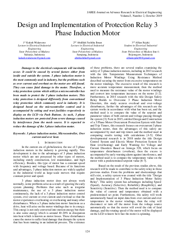 (PDF) Design and Implementation of Protection Relay 3 Phase Induction Motor