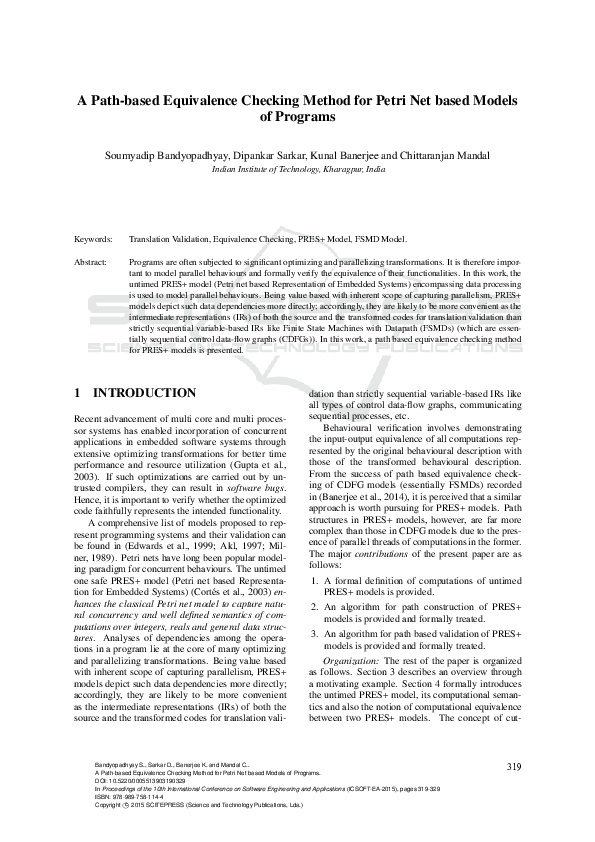 (PDF) Path-based Equivalence Checking for PRES+ Models