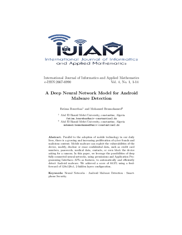 (PDF) A Deep Neural Network Model for Malware Detection
