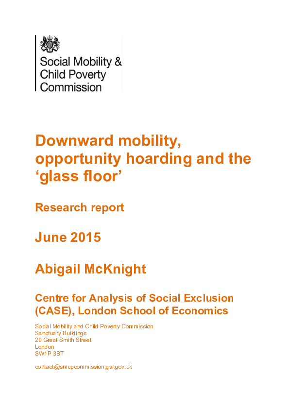 (PDF) Downward mobility, opportunity hoarding and the ‘glass floor’