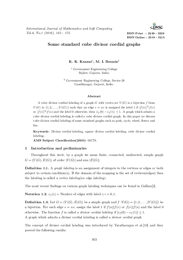 Pdf Cube Divisor Cordial Labeling Of Some Standard Graphs