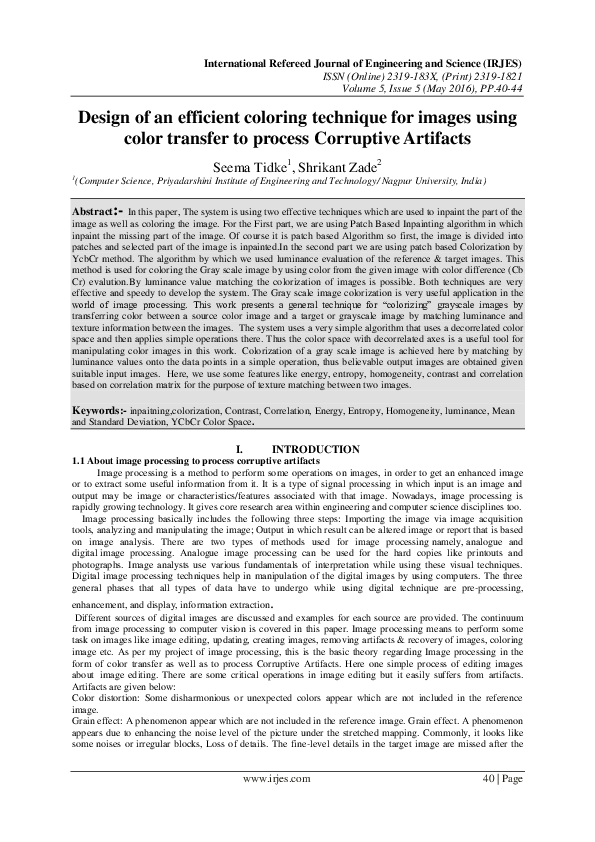 (PDF) Design of an efficient coloring technique for images using color ...