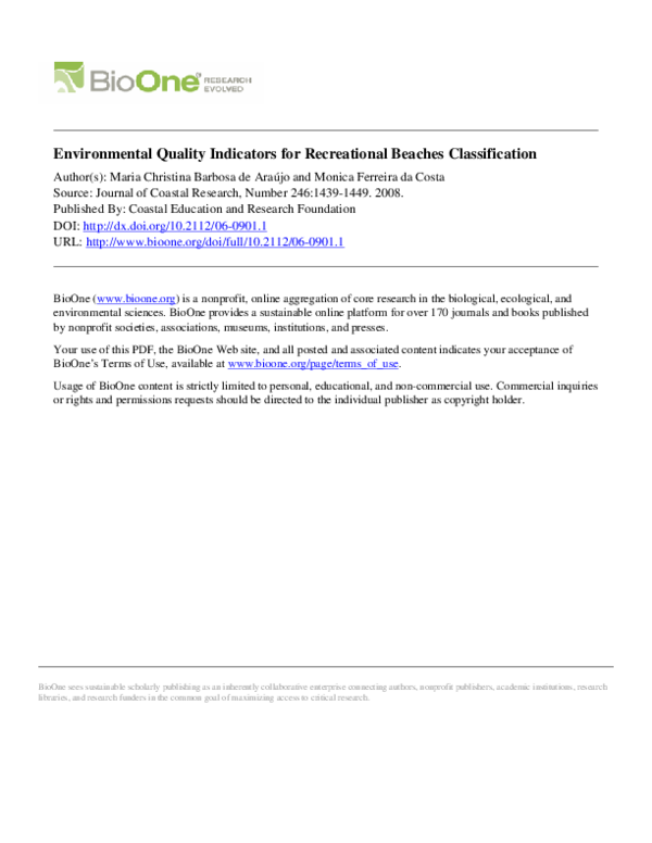 (PDF) Environmental Quality Indicators for Recreational Beaches ...