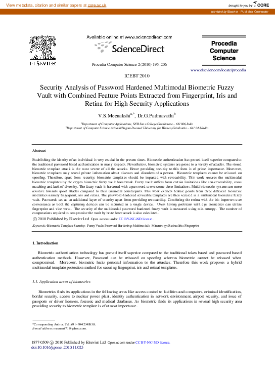 (PDF) Security analysis of password hardened multimodal biometric fuzzy ...