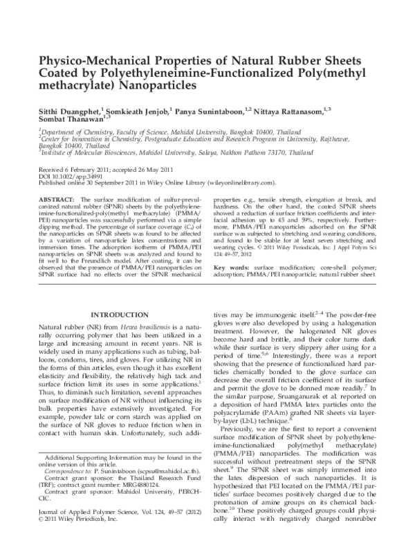(PDF) Physico-mechanical properties of natural rubber sheets coated by ...