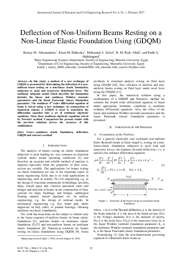 (PDF) Deflection of Non-Uniform Beams Resting on a Non-Linear Elastic ...