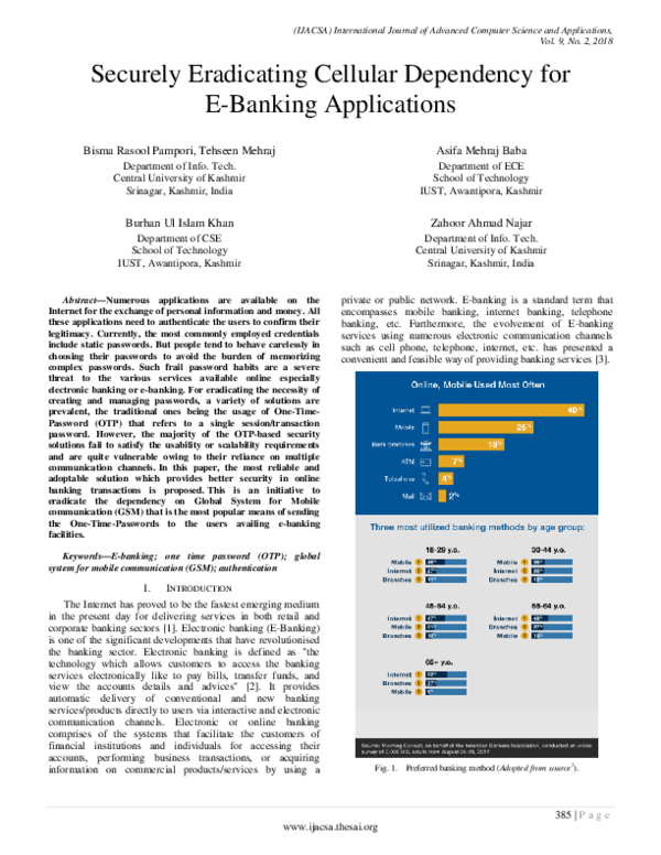 (PDF) Securely Eradicating Cellular Dependency for E-Banking Applications