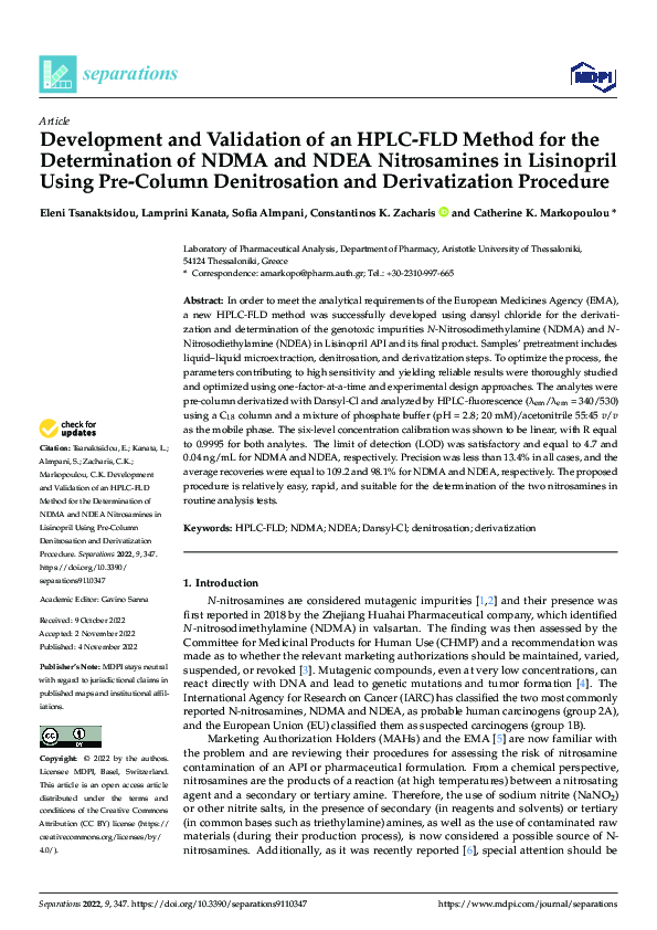 Pdf Development And Validation Of An Hplc Fld Method For The