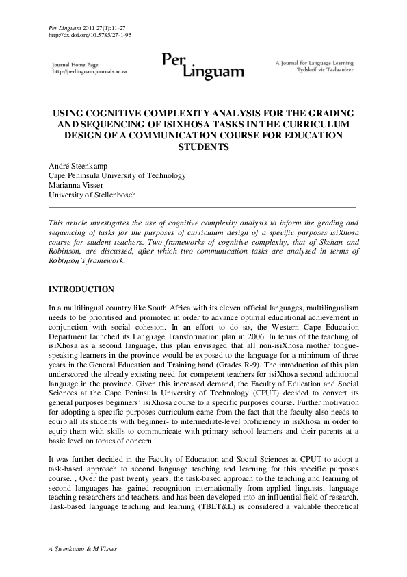 Pdf Using Cognitive Complexity Analysis For The Grading And