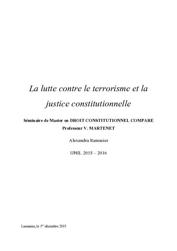 (PDF) La lutte contre le terrorisme et la justice constitutionnelle