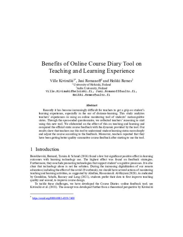 (PDF) Learning Diary as a Tool for Developing University Education ...