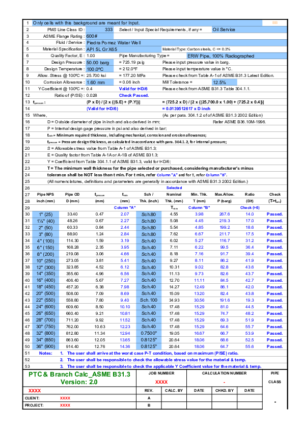 ASME B31 3 Calculator V2
