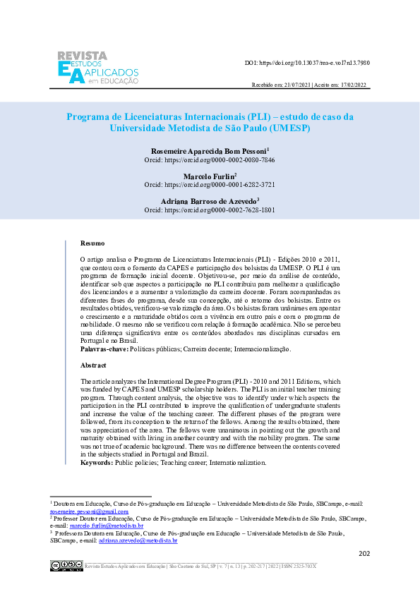 (PDF) Programa De Licenciaturas Internacionais (Pli) – Estudo De Caso ...