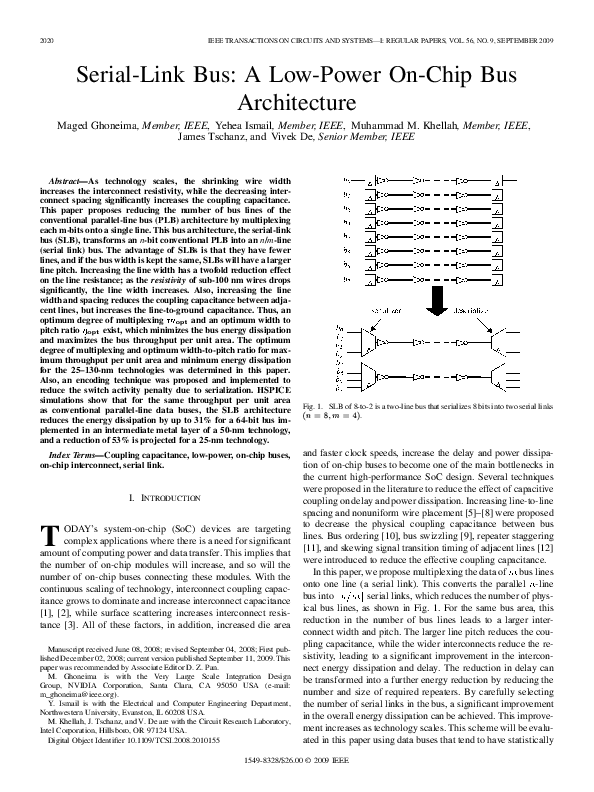 (PDF) Serial-Link Bus: A Low-Power On-Chip Bus Architecture