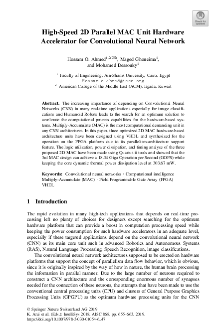 (PDF) High-Speed 2D Parallel MAC Unit Hardware Accelerator for Convolutional Neural Network
