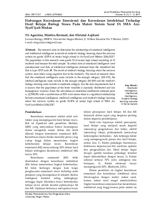 (PDF) Hubungan Kecerdasan Emosional dan Kecerdasan Intelektual Terhadap ...