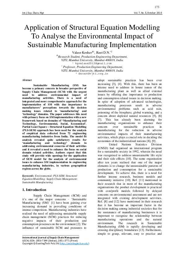 (PDF) Application of structural equation modelling to establish causal ...