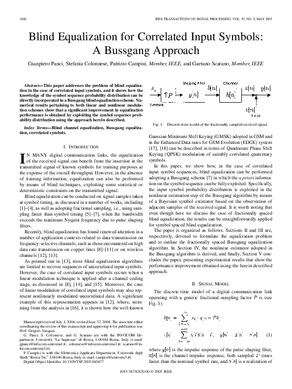 Pdf Blind Equalization For Correlated Input Symbols A Bussgang Approach