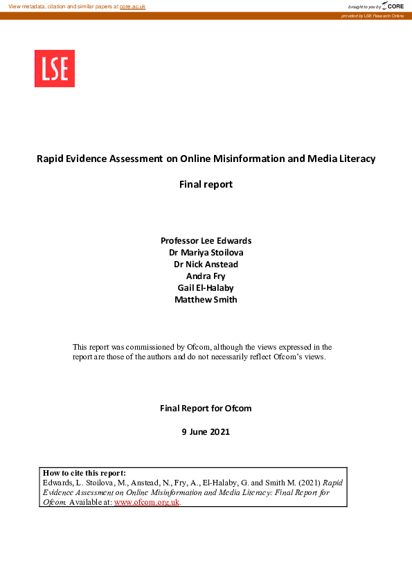 (PDF) Rapid evidence assessment on online misinformation and media ...