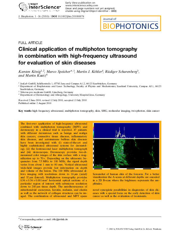(PDF) Clinical application of multiphoton tomography in combination ...