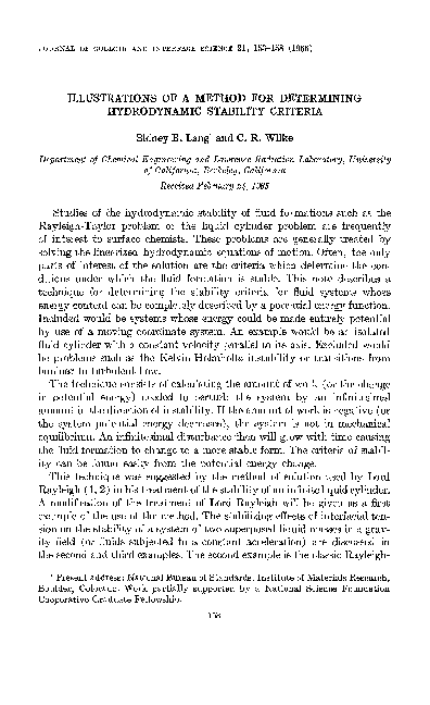 (PDF) Illustrations of a method for determining hydrodynamic stability ...