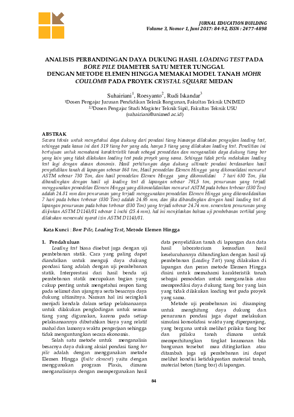 (PDF) Analisis Perbandingan Daya Dukung Hasil Loading Test Pada Bore ...