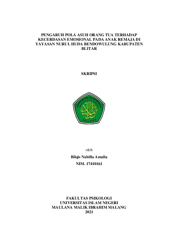 (PDF) Pengaruh pola asuh orang tua terhadap kecerdasan emosional pada anak remaja di Yayasan ...
